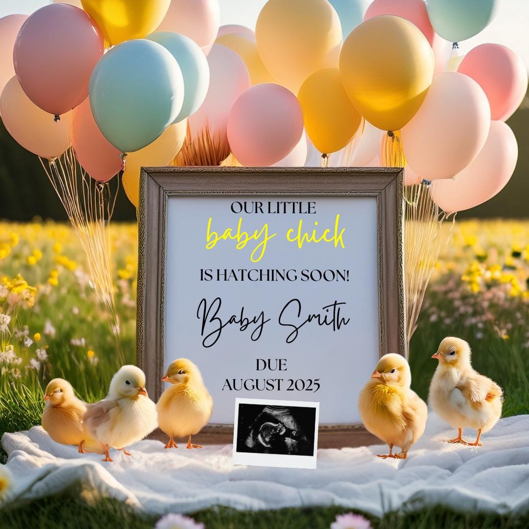New to the Coop, Chicken Theme Pregnancy Announcement, Baby Chick ...