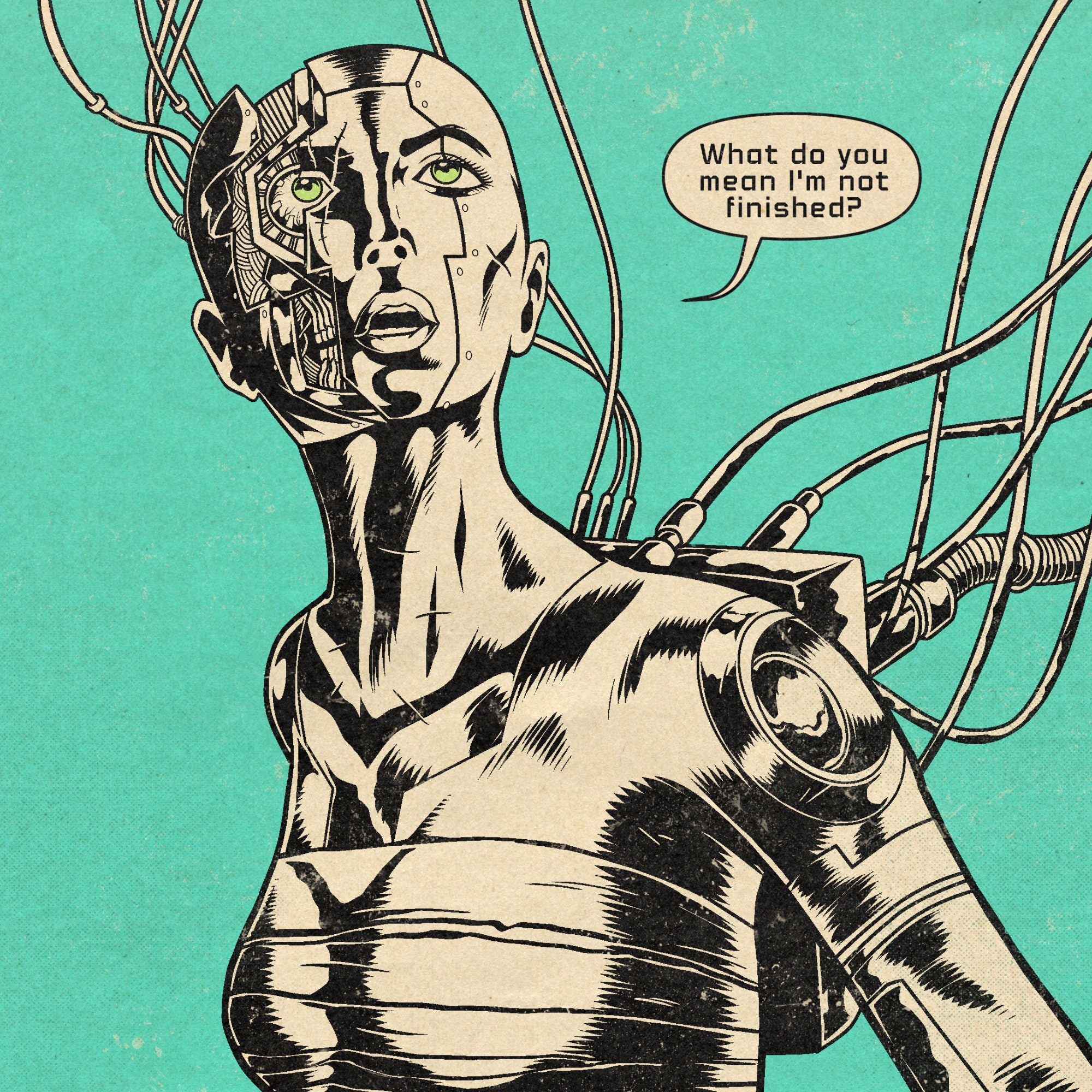 Female Cyborg Art Print Poster - Etsy