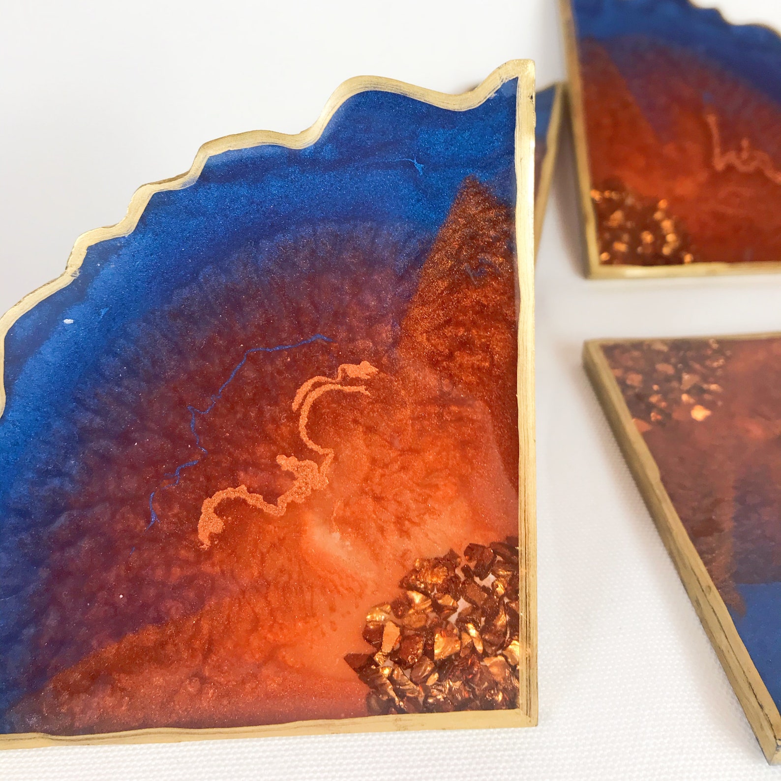 Coaster, Resin Coasters Set of 4, Colorful Resin Coasters, Epoxy Resin ...