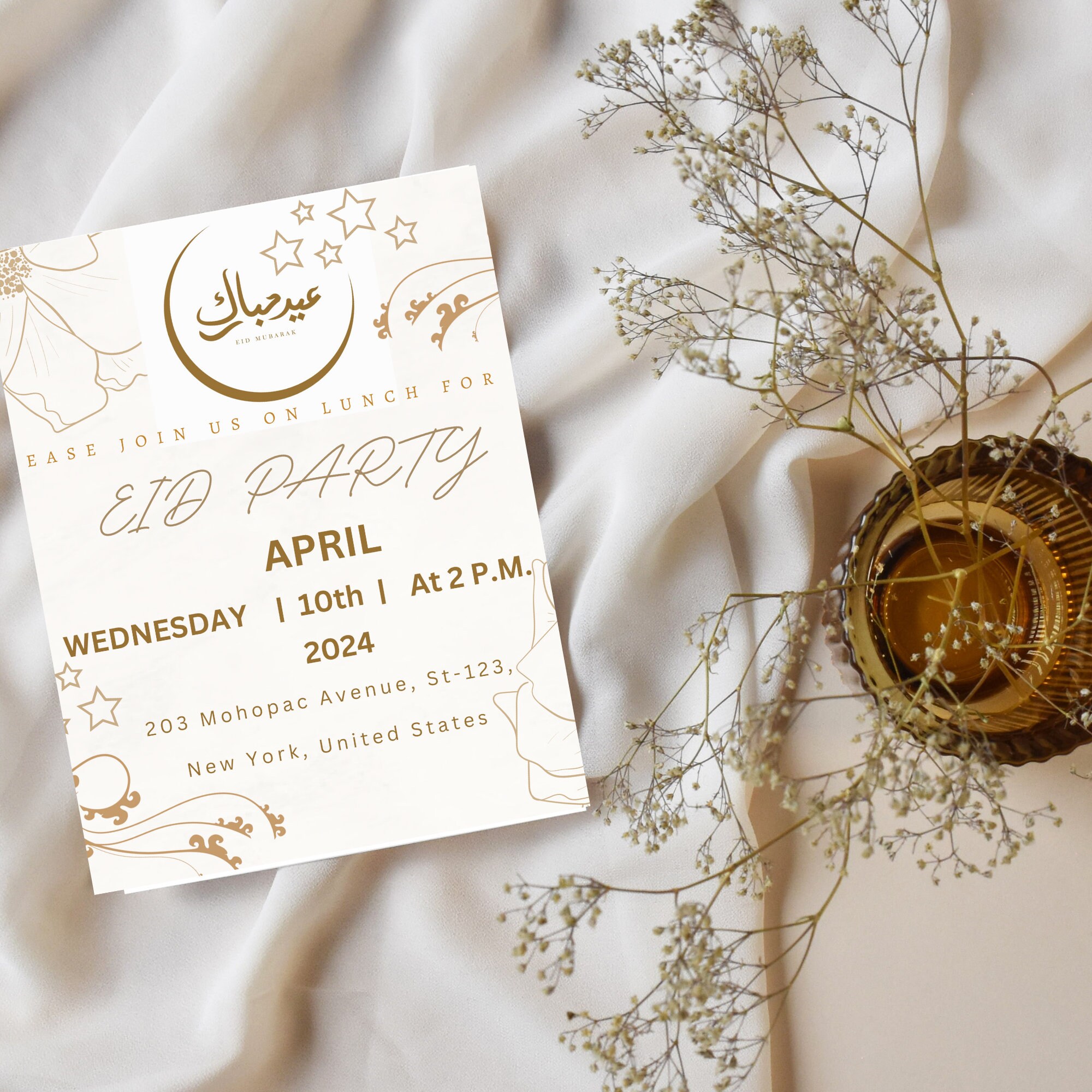 Editable Eid Party Invitation Template Eid Party Invite Printable Eid ...