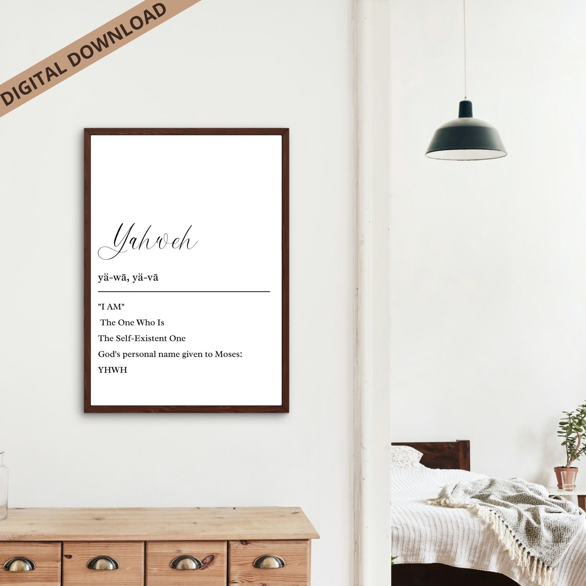 Yahweh Definition Print, Christian Printable, i Am, the Self-existent ...