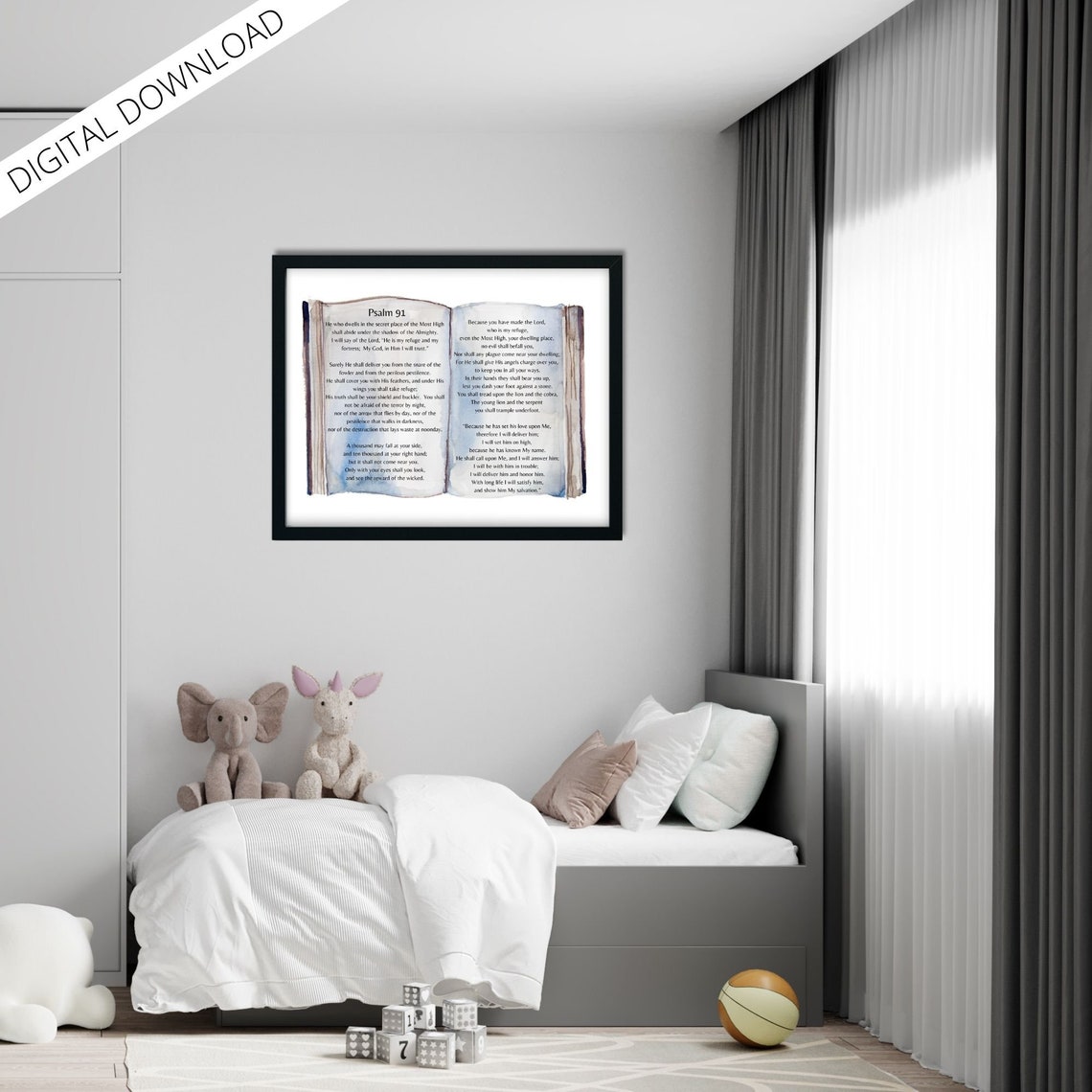 Psalm 91 Bible, Wall Art, Printable, Christian Home Decor, Scripture ...