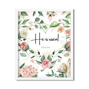 Mark 16:6 "..he is Risen.." Bible Verse, Wall Art, Christian Home Decor ...