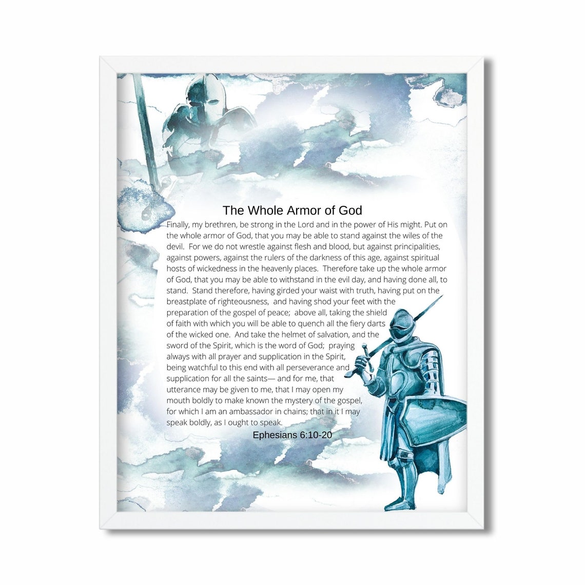 Ephesians 6:10-20 put on the Whole Armor of God That You - Etsy