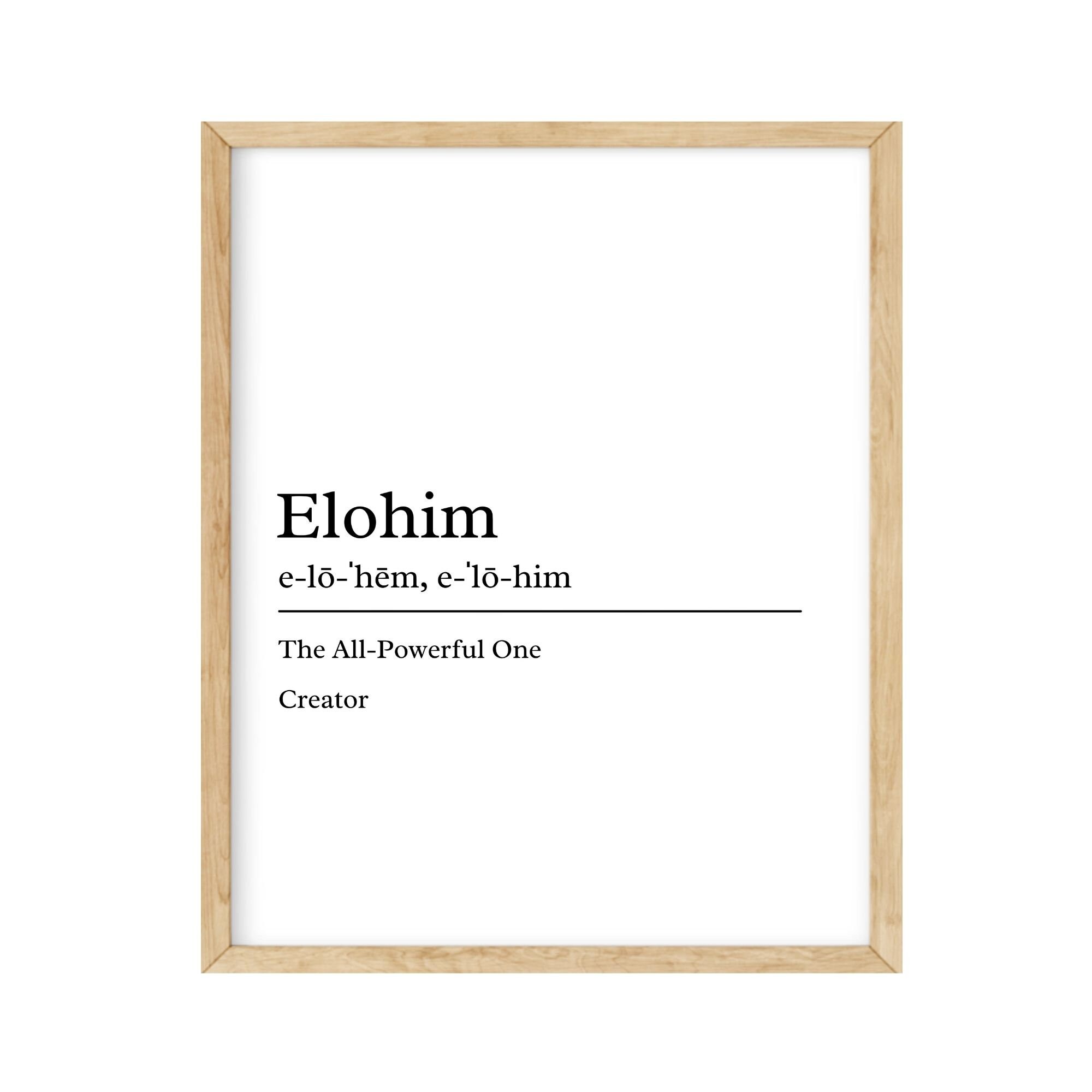Elohim Definition Print, Christian Printable, All Powerful One, the ...