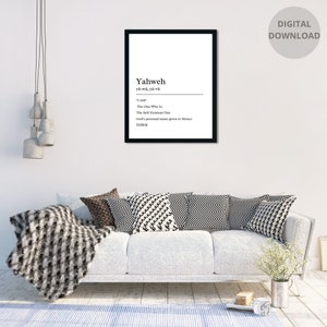 Yahweh Definition Print, Christian Printable, i Am, the Self-existent ...