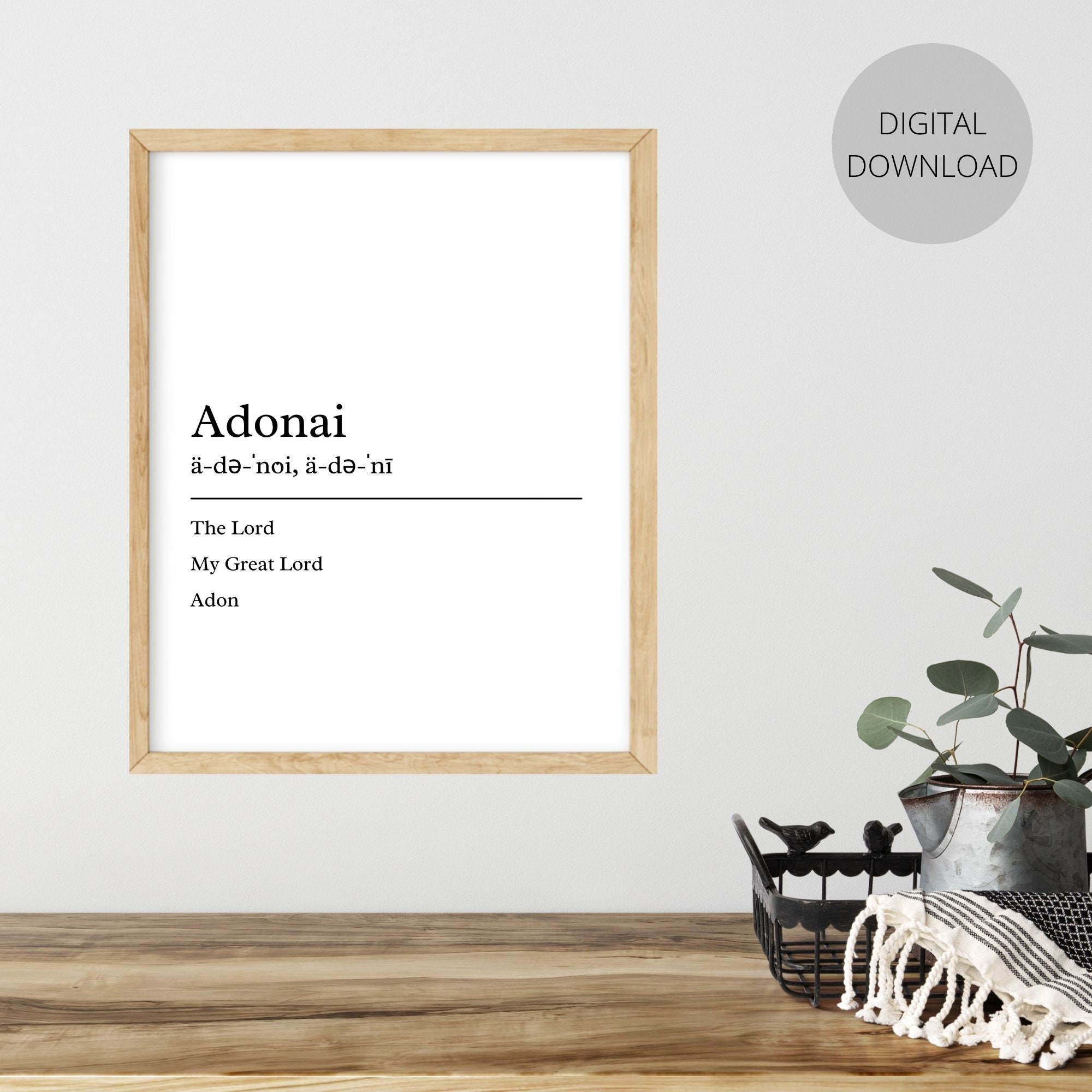 Adonai Definition Print, Christian Printable, the Lord, My Great Lord ...