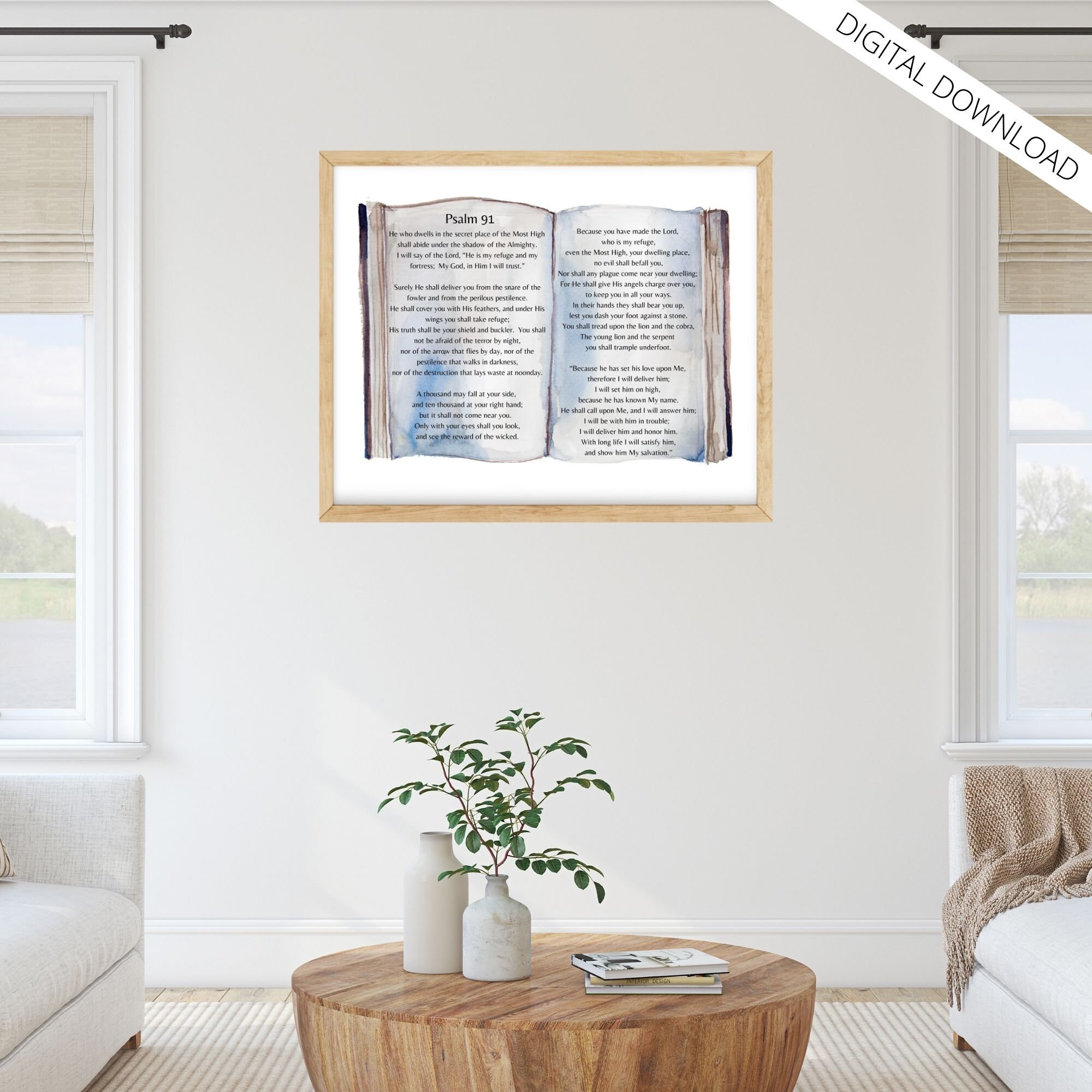 Psalm 91 Bible, Wall Art, Printable, Christian Home Decor, Scripture ...