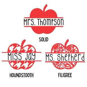 Custom Teacher Apple Name Decal Choose Your Color Teacher Appreciation ...