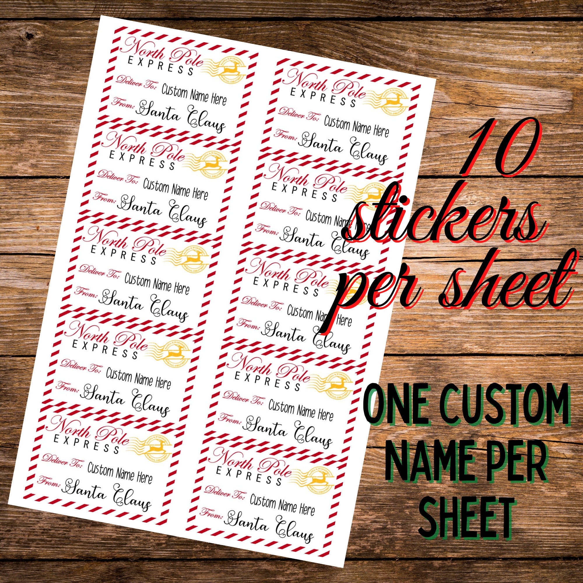 Personalized Gift Tag Stickers Santa Gift Tag Gift Present - Etsy