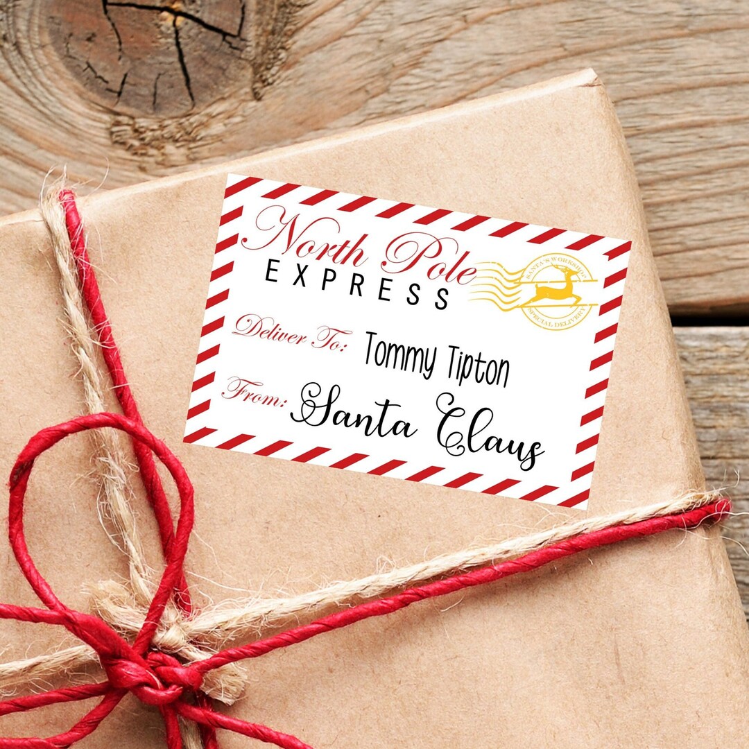 Personalized Gift Tag Stickers Santa Gift Tag Gift Present Stickers ...
