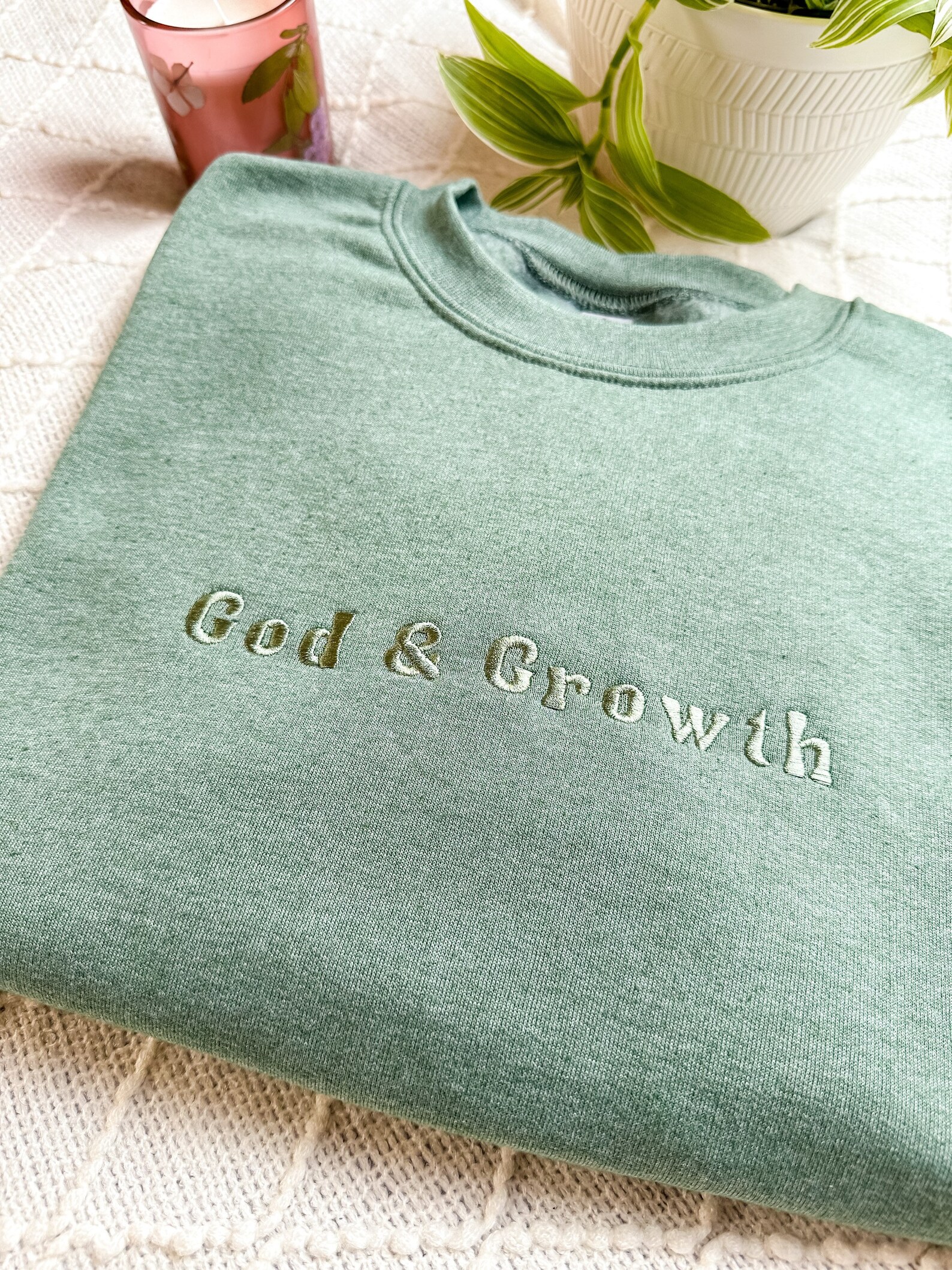 God Growth Christian Sweatshirt Embroidered Crewneck Christian Apparel ...