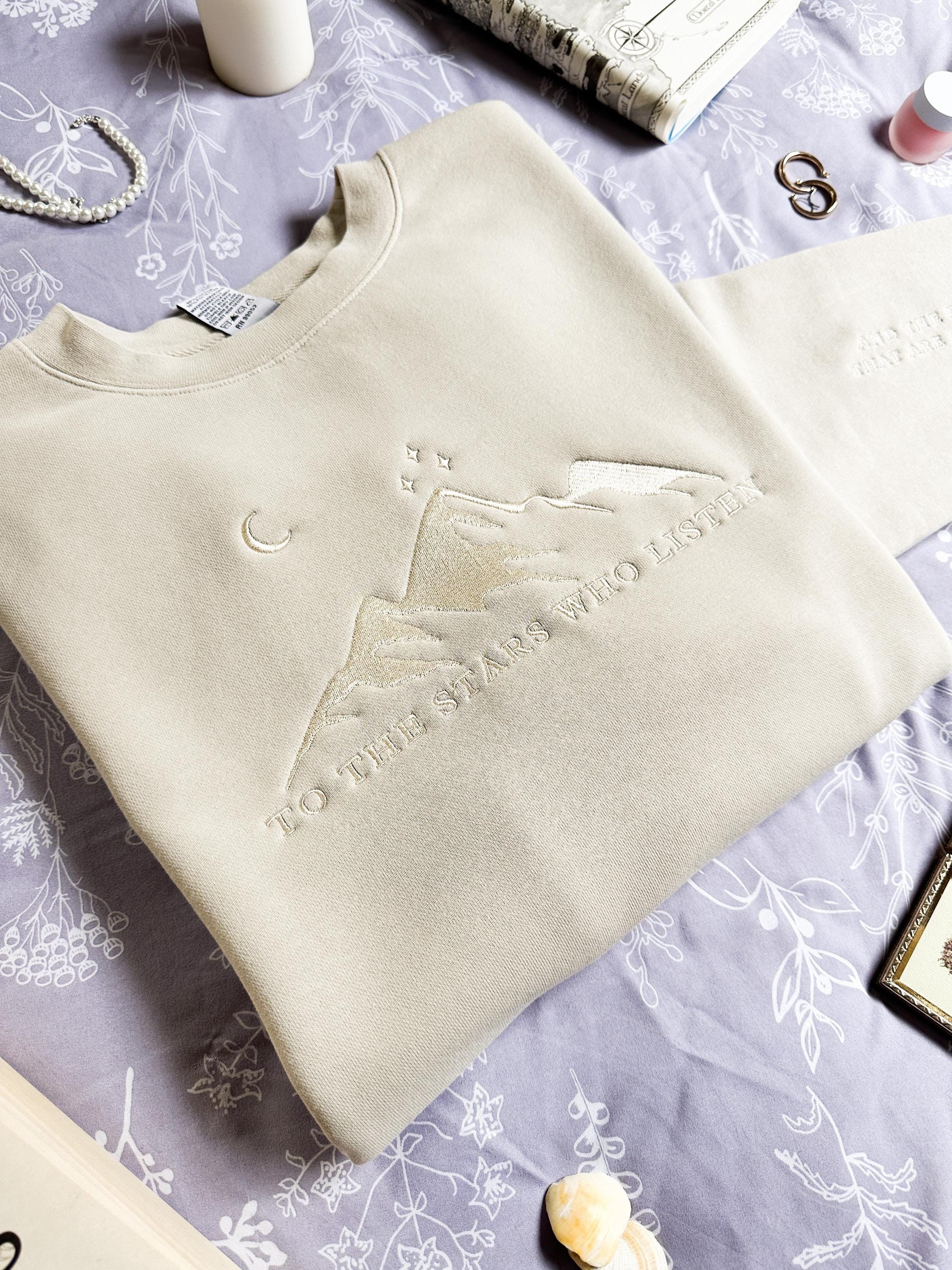 OFFICIALLY LICENSED ACOTAR Ivory Embroidered Sweatshirt Stars Acotar ...