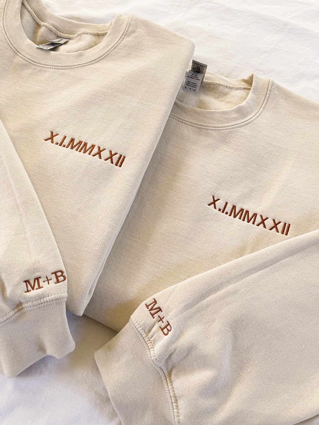 Couples Custom Embroidered Sweatshirt Roman Numeral Sweatshirt Monogram ...