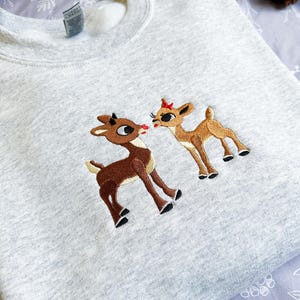 Reindeer Christmas Embroidered Sweatshirt Christmas Crewneck ...