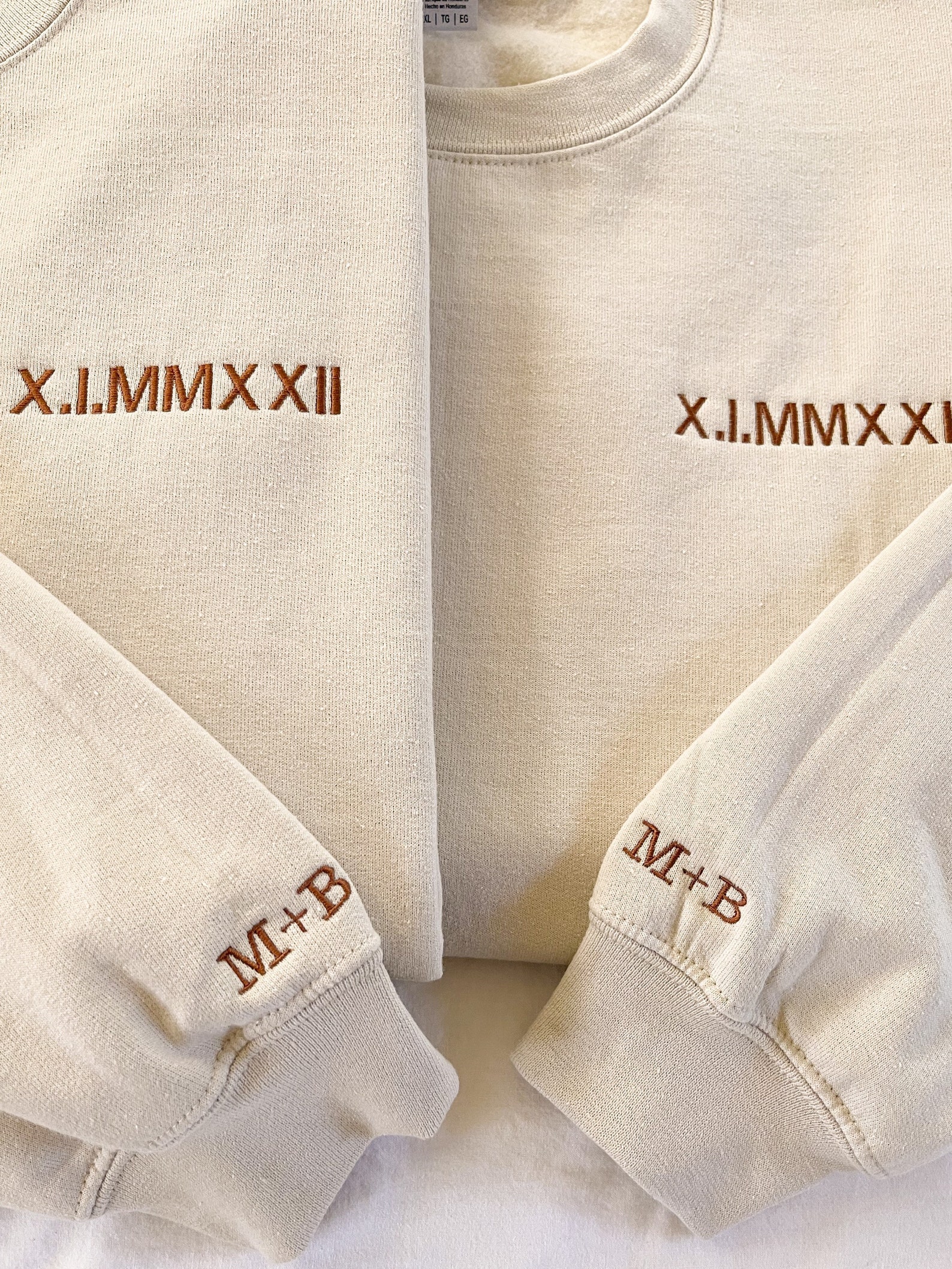 Couples Custom Embroidered Sweatshirt Roman Numeral Sweatshirt Monogram ...