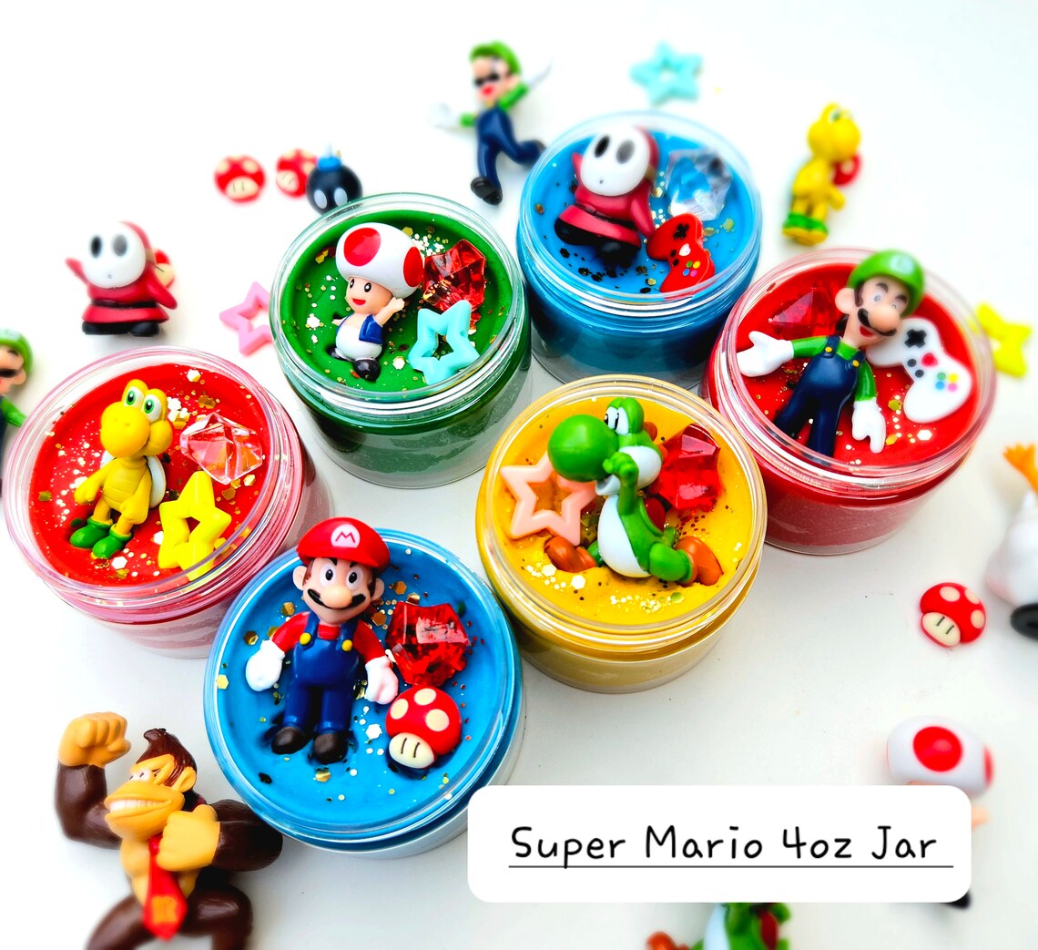 Super Mario Party Favors Mario Play Dough Jar Playdough Jar - Etsy