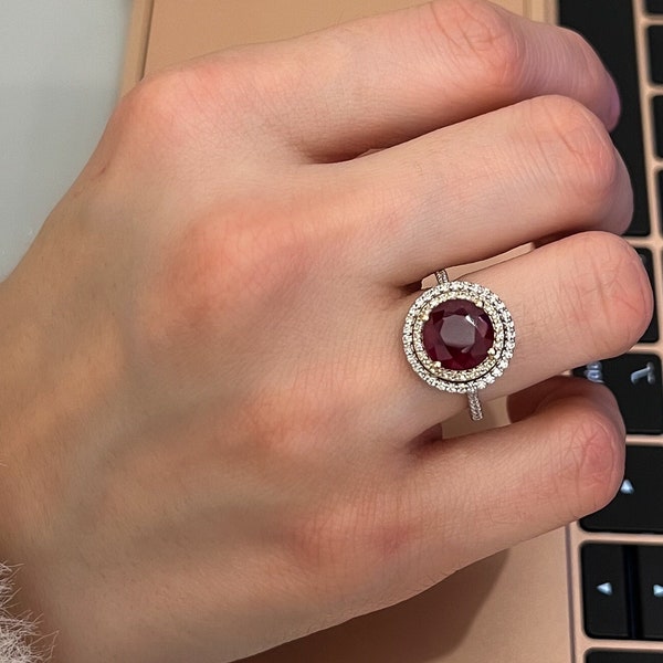 Micro Pave Halo Ring - Etsy