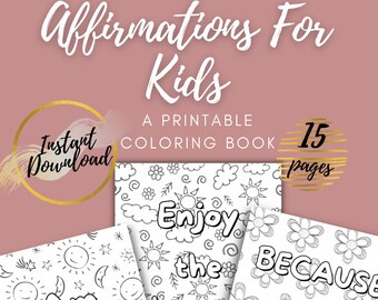 Positive Affirmation Coloring Pages for Kids - Etsy