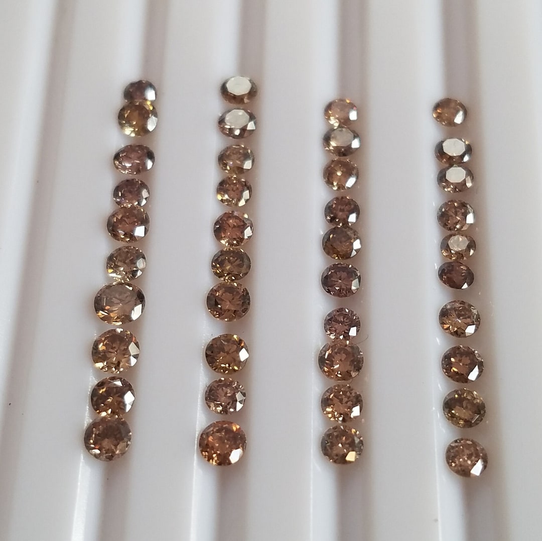 1.5 CT , 2MM to 2.5mmmix, Round Brilliant Cut Brown Color Diamond ...