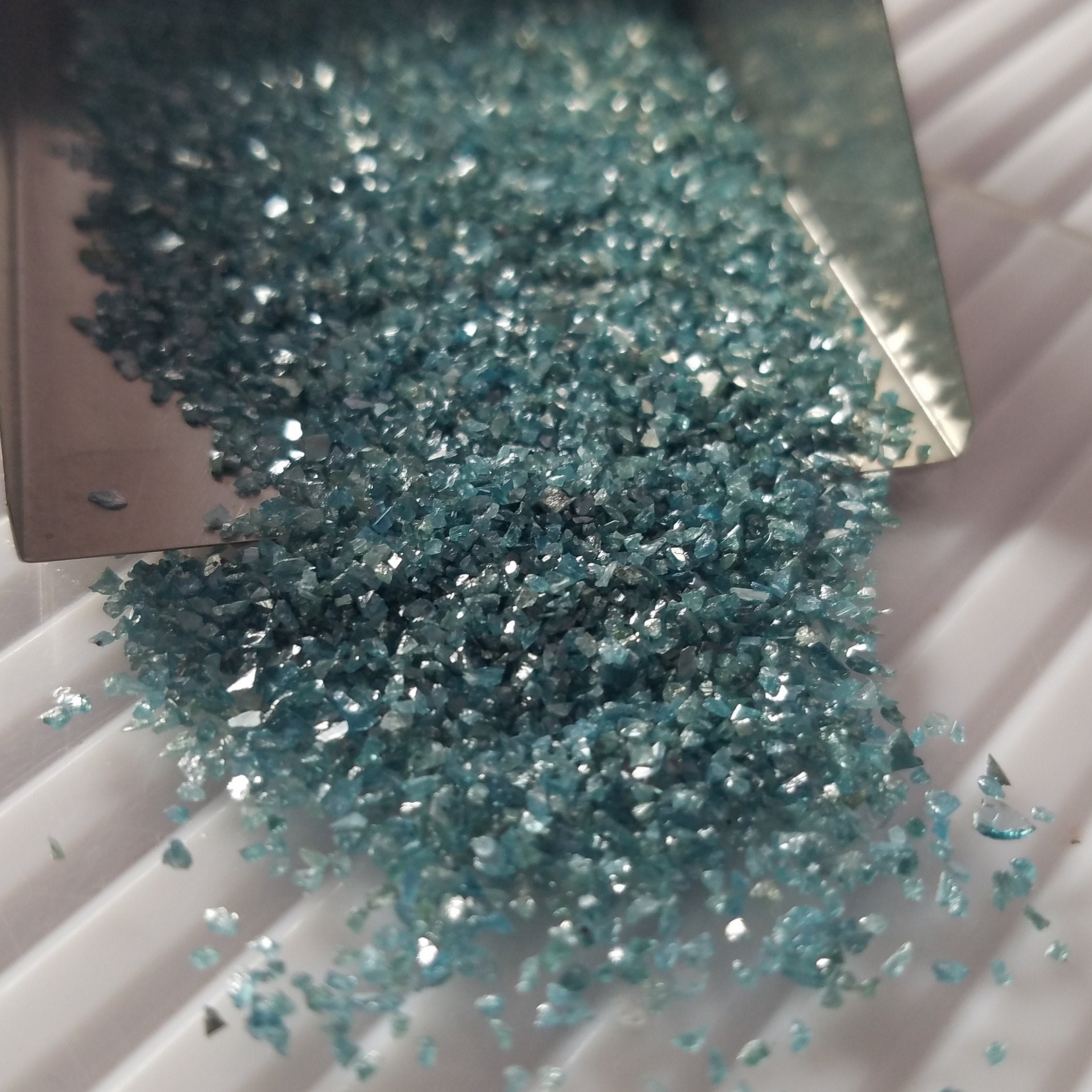 10 CT of Natural Blue Treated Diamond Dust, faceted Sparkly Broken ...