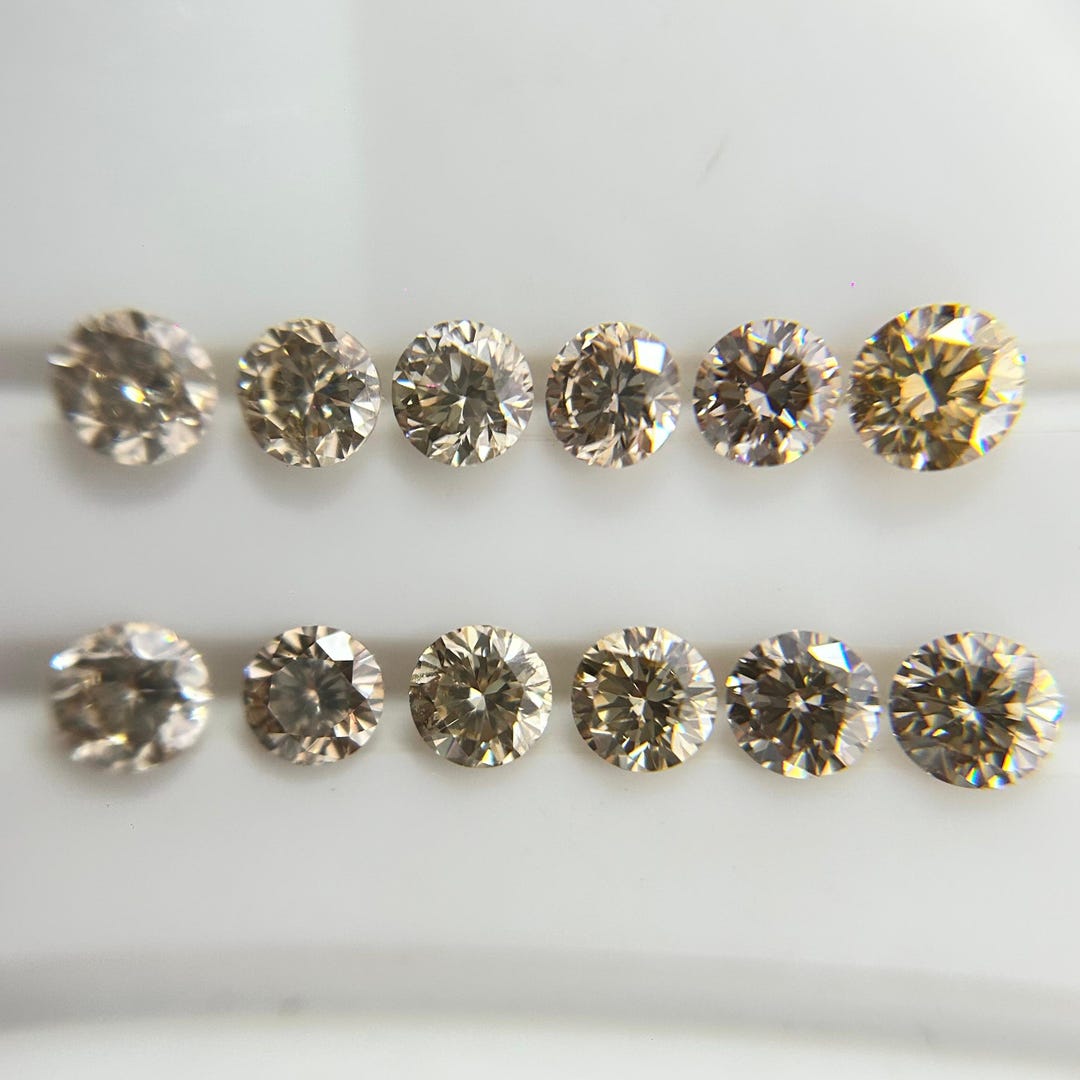 0.20CT Champagne Brown Diamond Pair: 3MM Round Brilliant Cut Loose ...