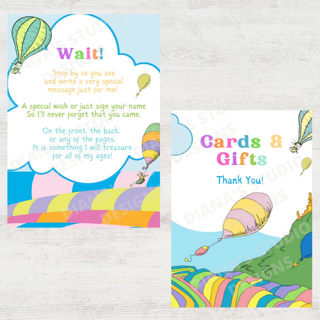 Birthday Party Signage, 'oh the Places You'll Go' Dr. Seuss Pastel Kids ...