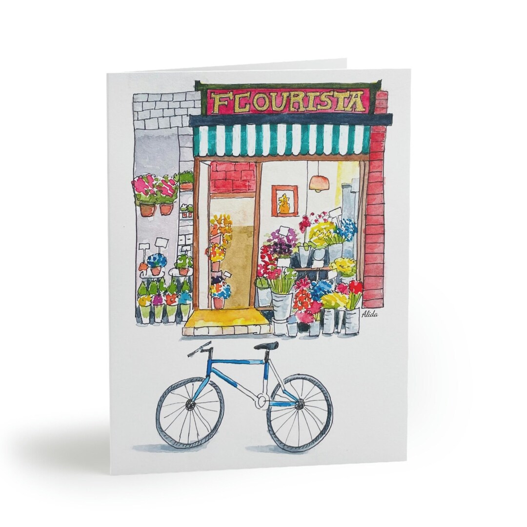 Flower Shop Greeting Card | Flower Shop Notecards| Flower Card| Flower ...