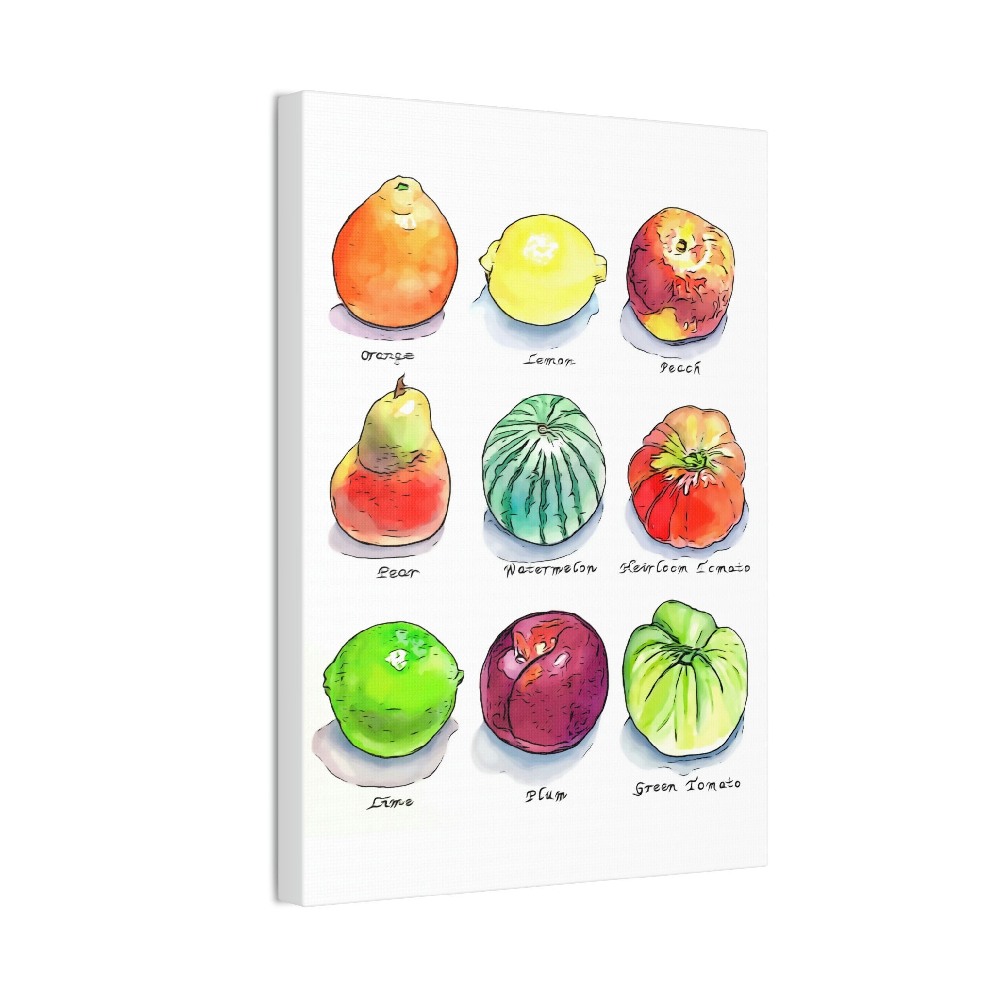 Fruit Art Fruit Canvas Fruit Water Color Kitchen Decor - Etsy