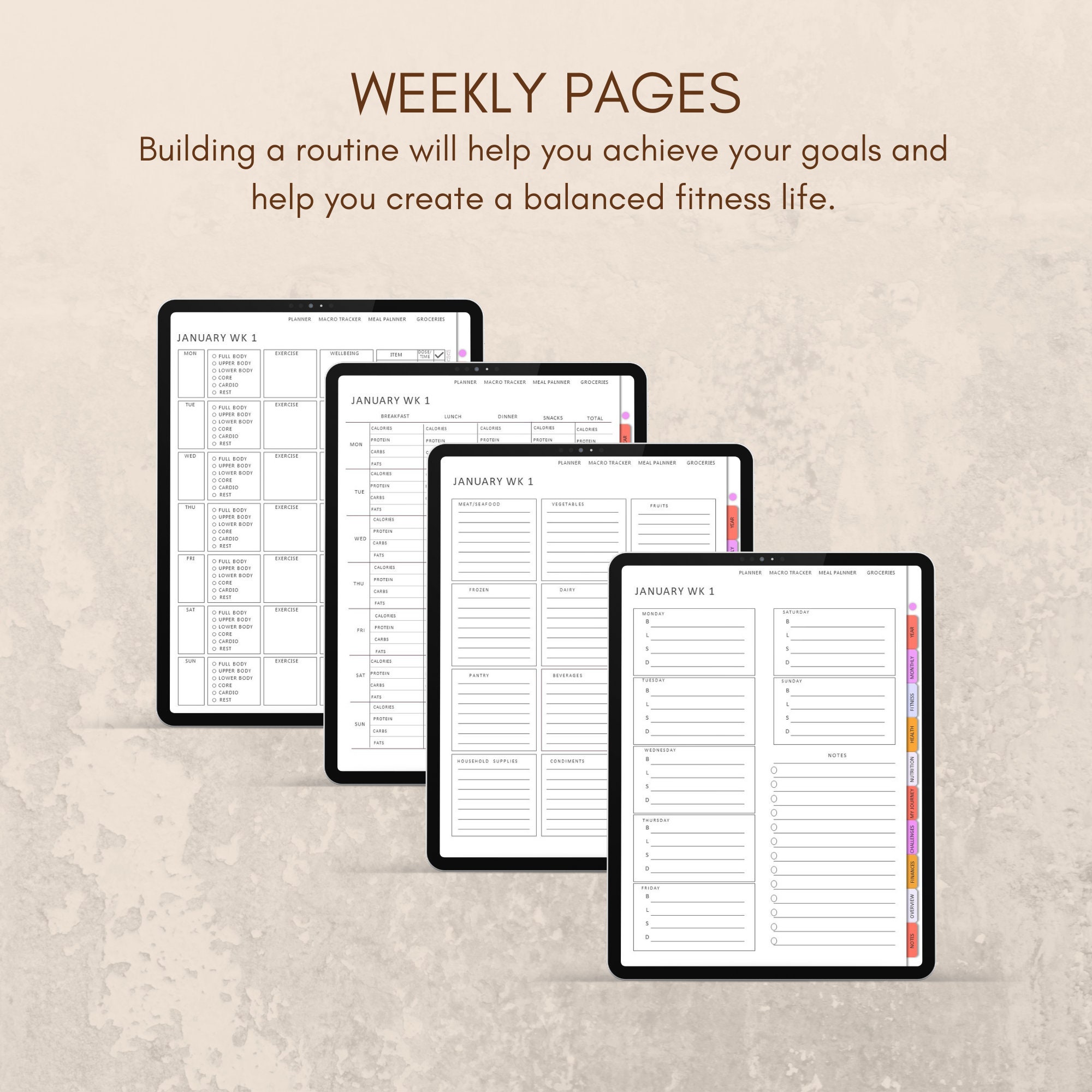 Fitness Journal & Tracker Set Digital Workout Log for Women, Undated ...