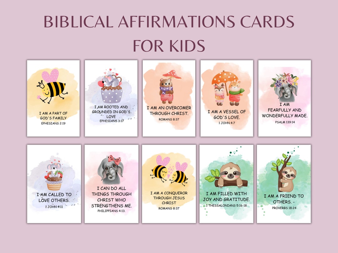 Printable Bible Affirmations for Kids, Daily Positive Bible ...