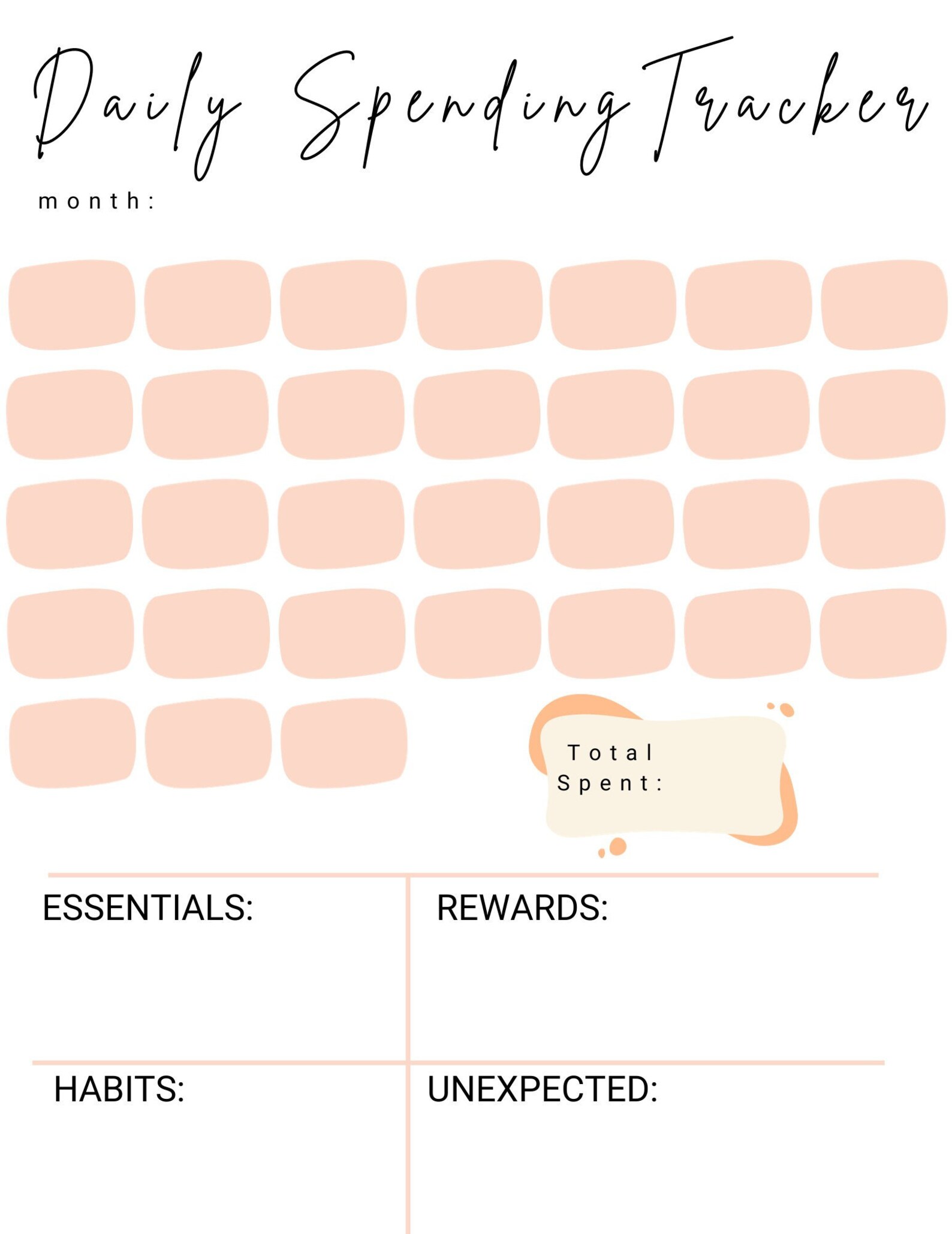 Daily Spending Tracker - Etsy