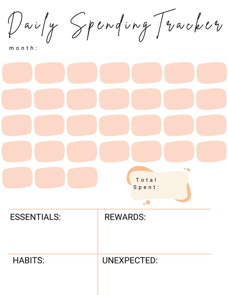 Daily Spending Tracker - Etsy