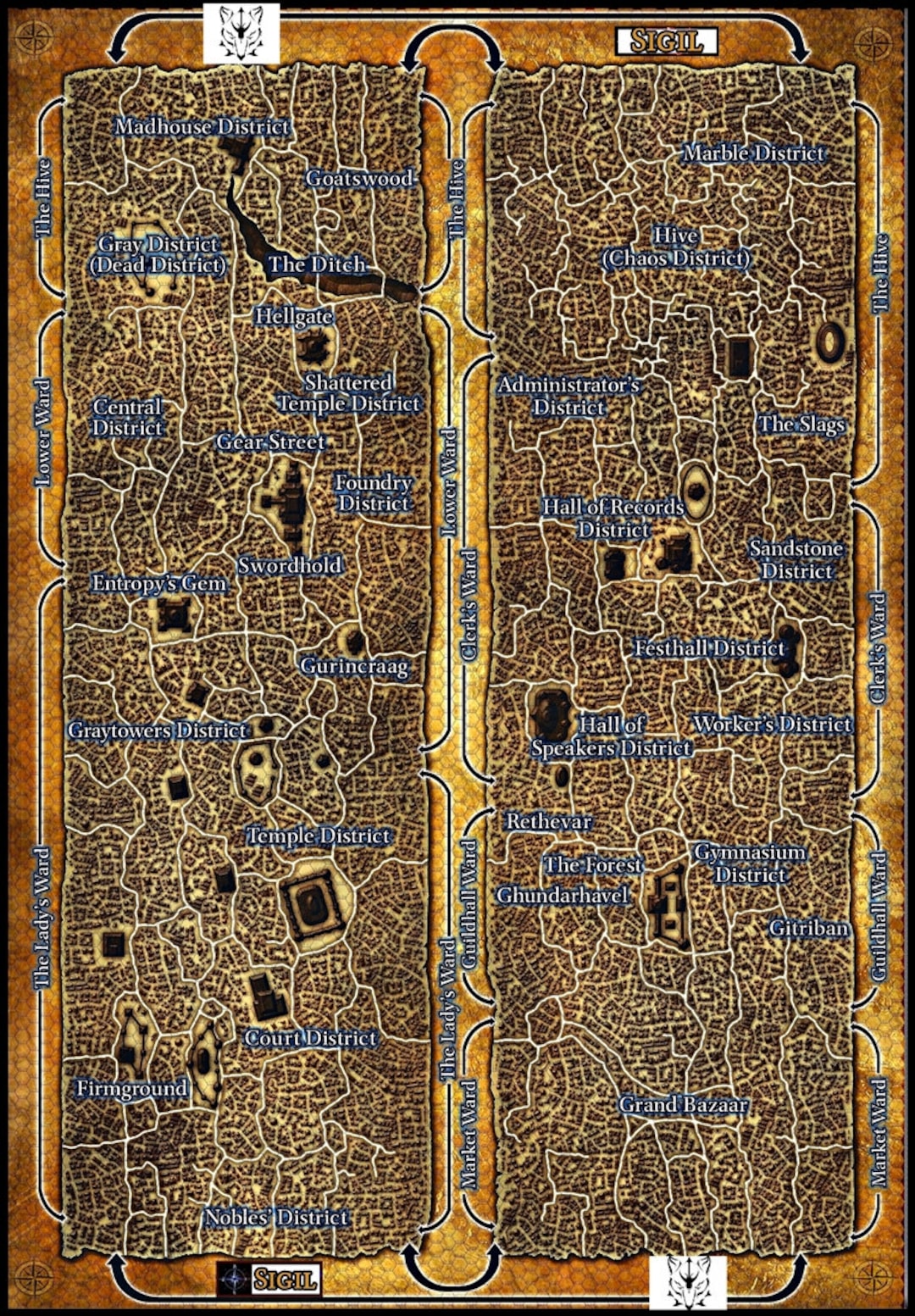 Sigil Numbered Hex Map in PNG Format Use It for a Planescape AD&D ...