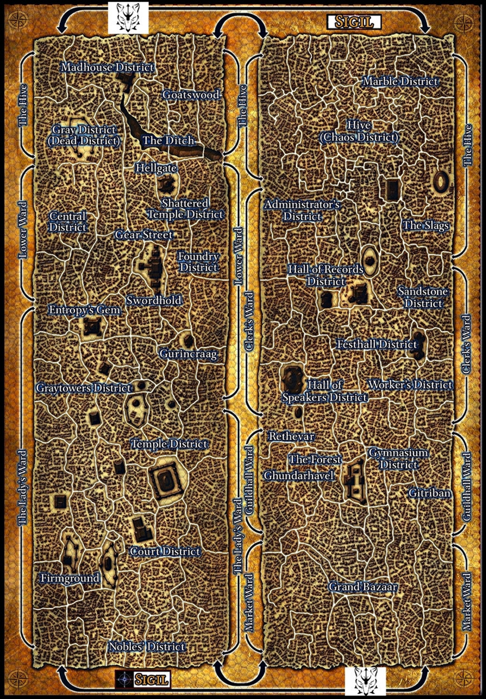 Sigil Numbered Hex Map - Planescape AD&D Dungeons and Dragons Campaign ...