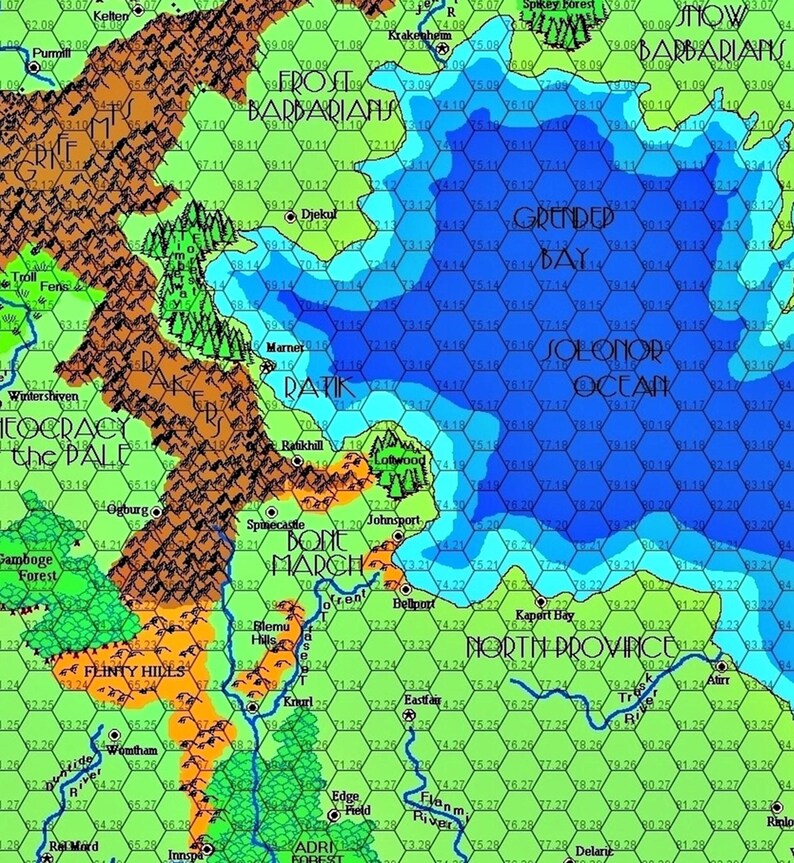 The World of Greyhawk Map in JPG Format W/ Numbered Hexes - AD&D ...