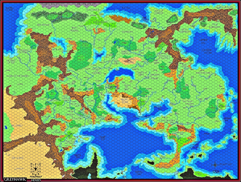 The World of Greyhawk Map in JPG Format W/ Numbered Hexes - AD&D ...