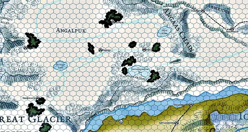 Faerun (forgotten Realms) Big Blue Map in PNG Format W/ Hexes - AD&D ...