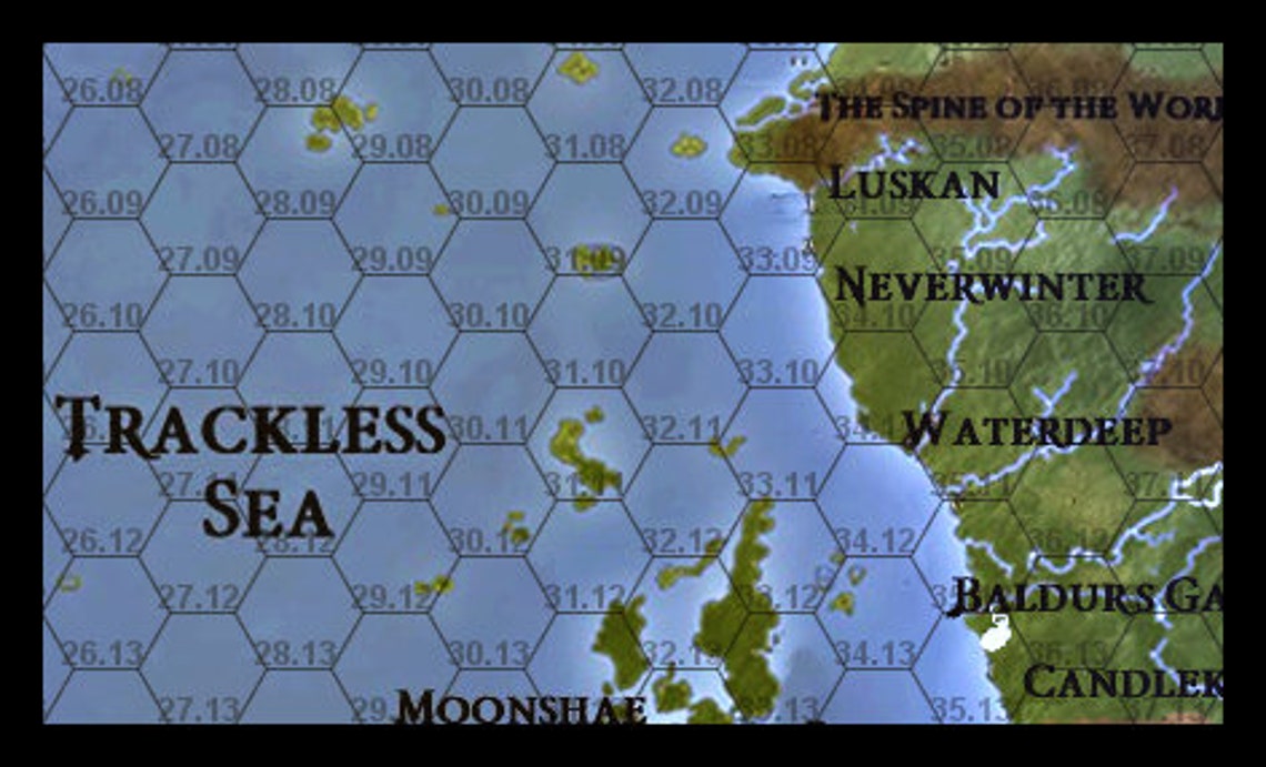 Toril World Map: Dungeons and Dragons, Pathfinder (PNG Download) - Etsy