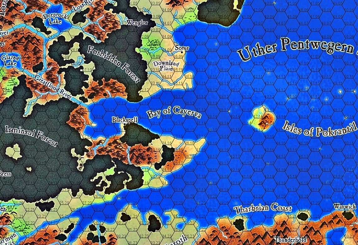 Judges Guild Campaign Map in PNG Format W/ Numbered Hexes - AD&D ...