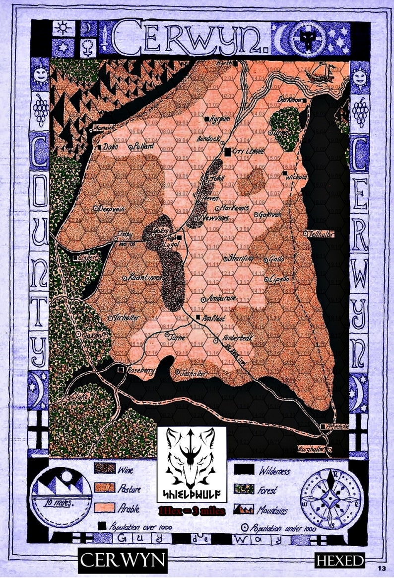 Cerwyn Massive Digital Map in PNG Format W/ Numbered Hexes AD&D ...