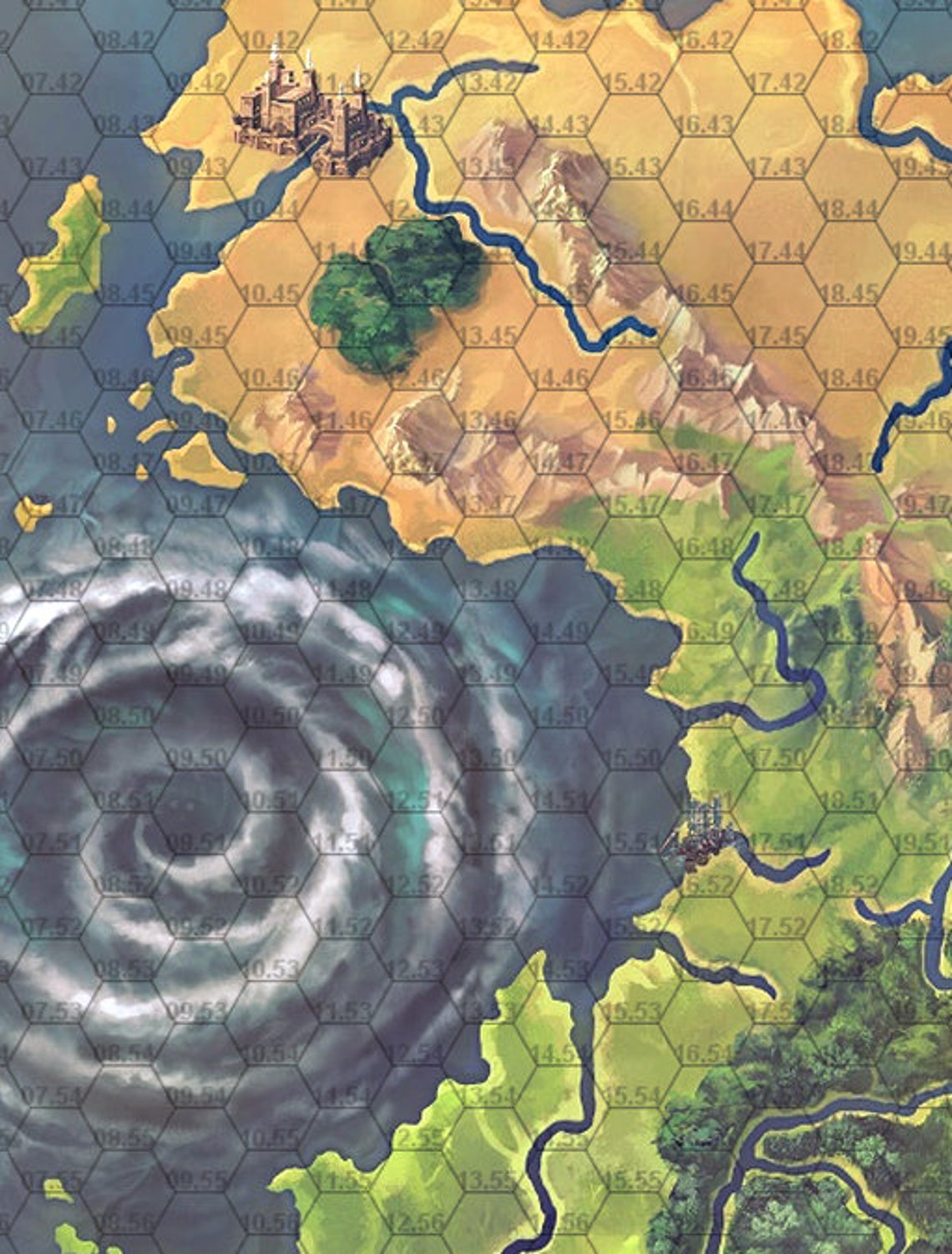 Golarion Inner Sea Map: Pathfinder 2nd Edition With Numbered Hexes (PNG ...