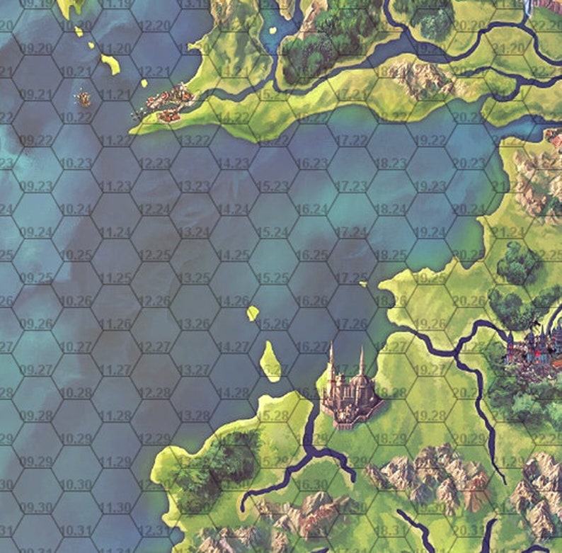 Golarion Inner Sea Map: Pathfinder 2nd Edition With Numbered Hexes (PNG ...