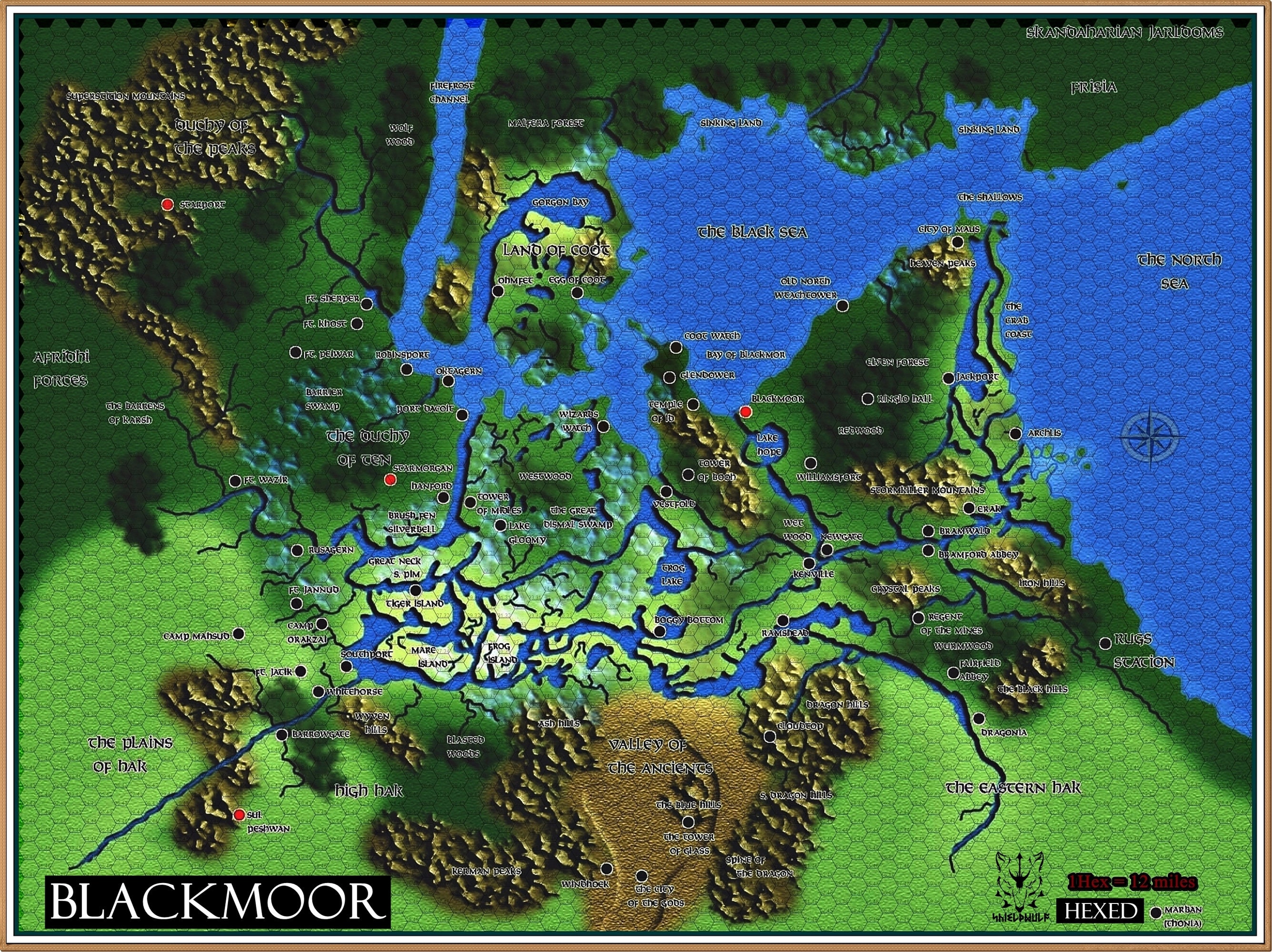 Blackmoor Massive Digital Map in PNG Format W/ Numbered Hexes - AD&D ...