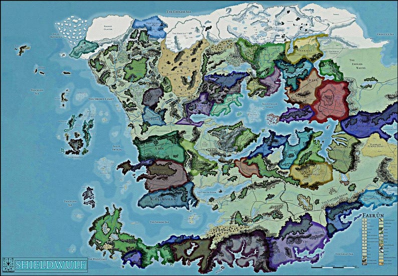 Faerun Map - Forgotten Realms D&D, Hexed (digital Download) - Etsy