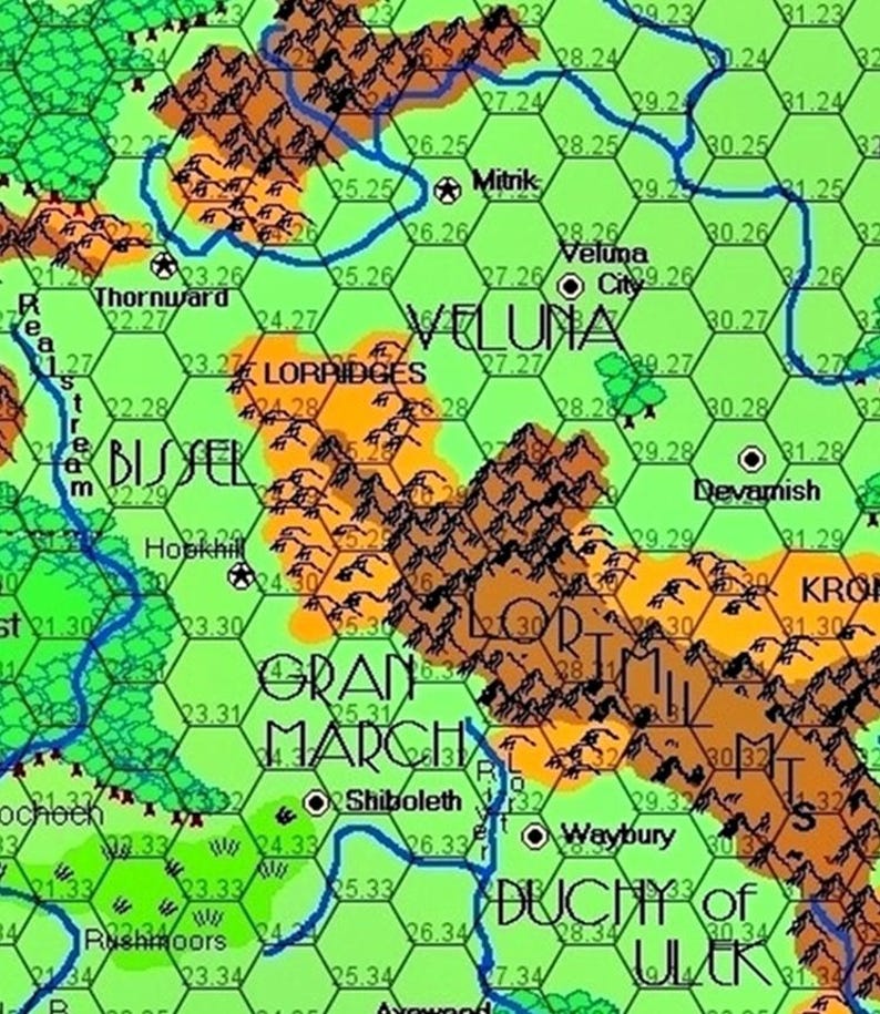 The World of Greyhawk Map in JPG Format W/ Numbered Hexes - AD&D ...