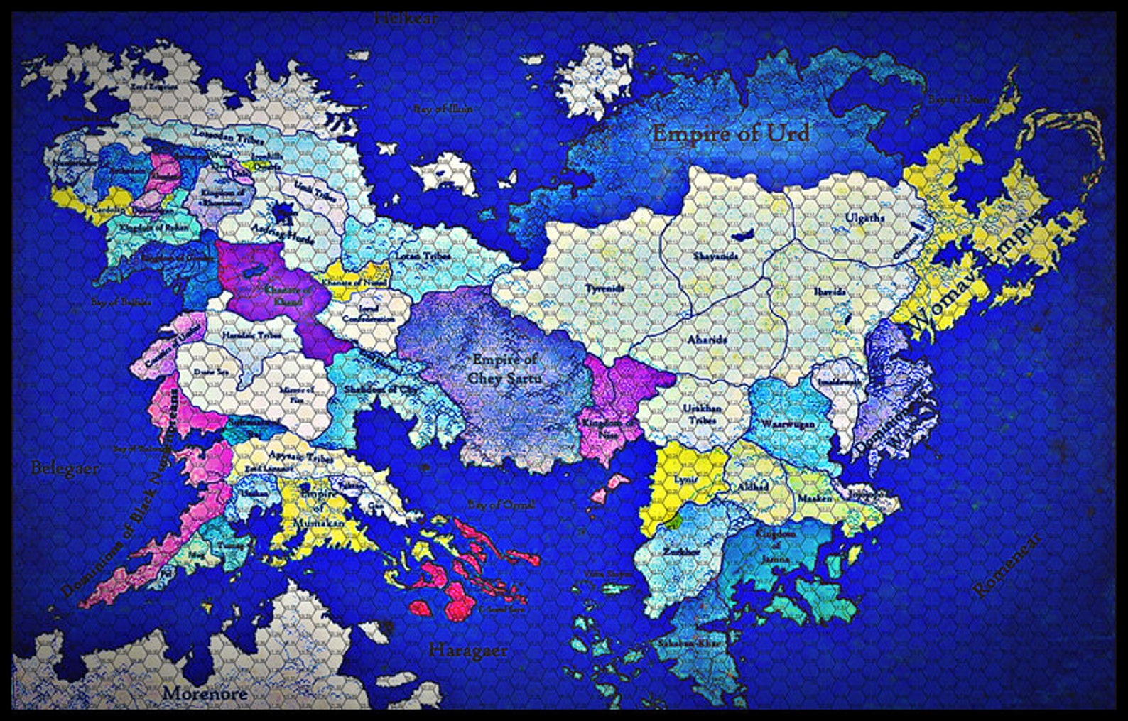 Arda and Middle Earth Map in PNG Format W/ Numbered Hexes - Use It for ...