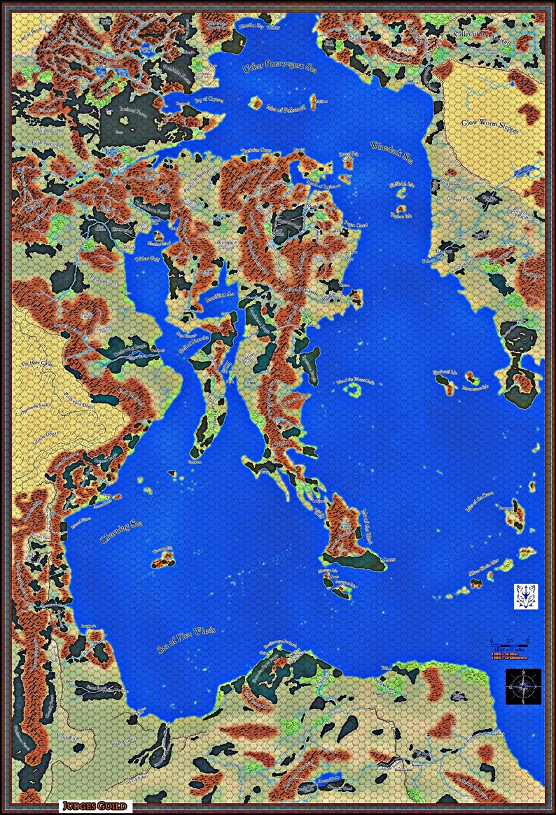 Judges Guild Campaign Map in PNG Format W/ Numbered Hexes - AD&D ...