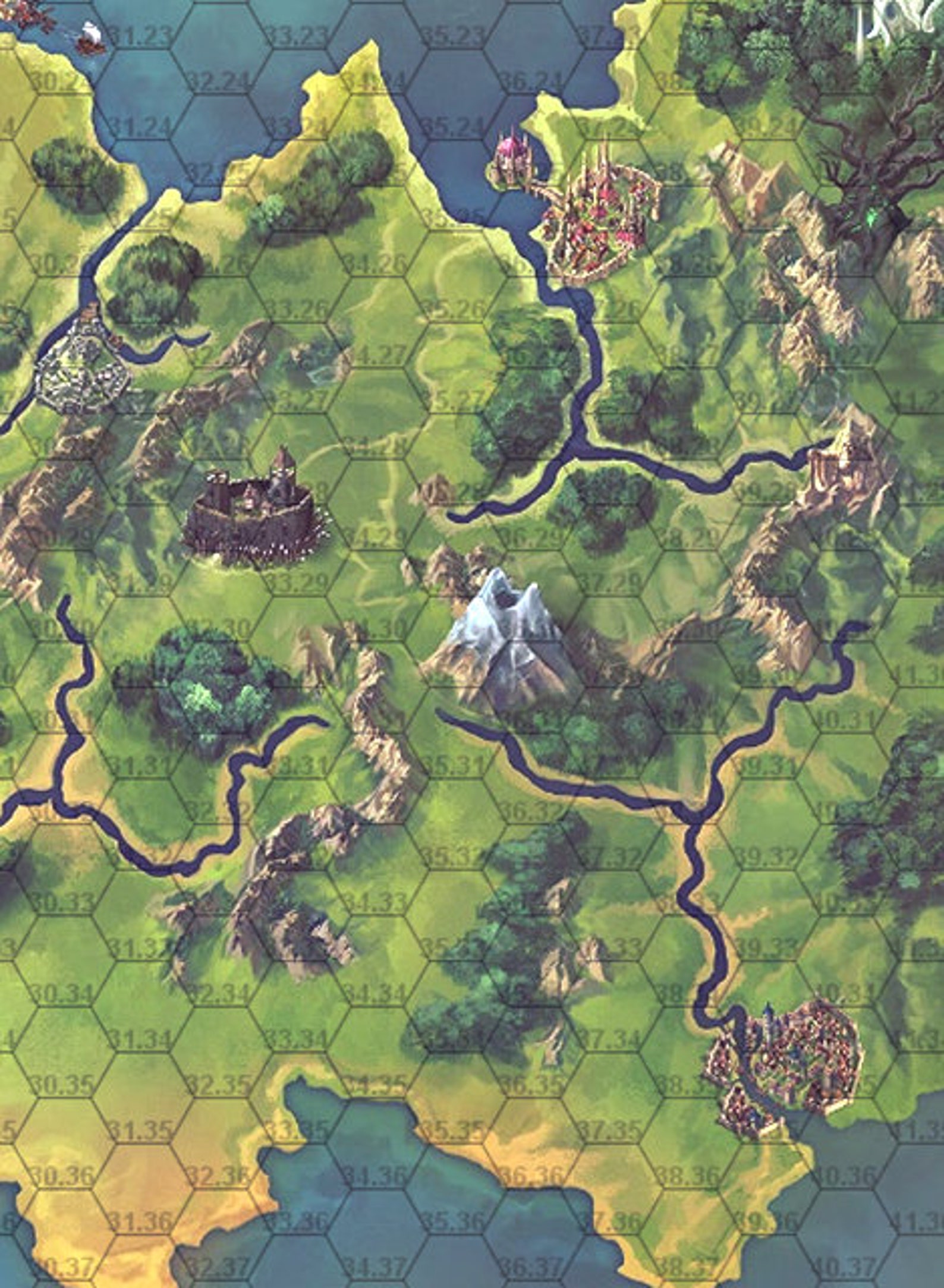 Golarion Inner Sea Map: Pathfinder 2nd Edition With Numbered Hexes (PNG ...