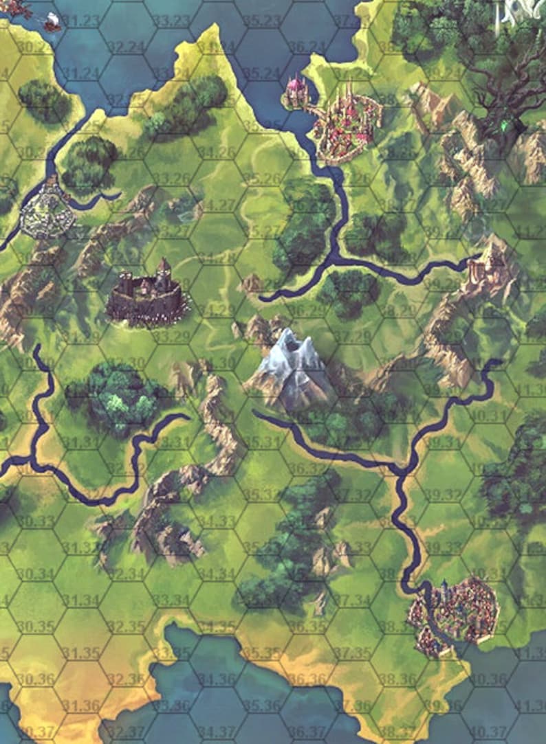 Golarion Inner Sea Map: Pathfinder 2nd Edition With Numbered Hexes (PNG ...